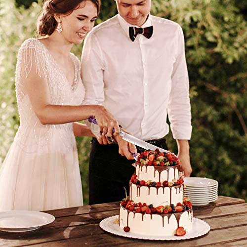 Homi styles Cake Knife and Server - Wedding Cake Knife Set - Serving Set for Receptions, Birthdays - Cake Cutting Set - Match the Color to Your Event Theme - Cake Knife and Cutter (Purple)