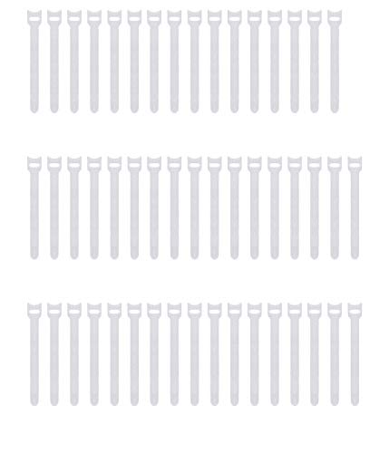 Pasow 50pcs Reusable Fastening Adjustable Cable Ties Wire Management (6 Inch, White)