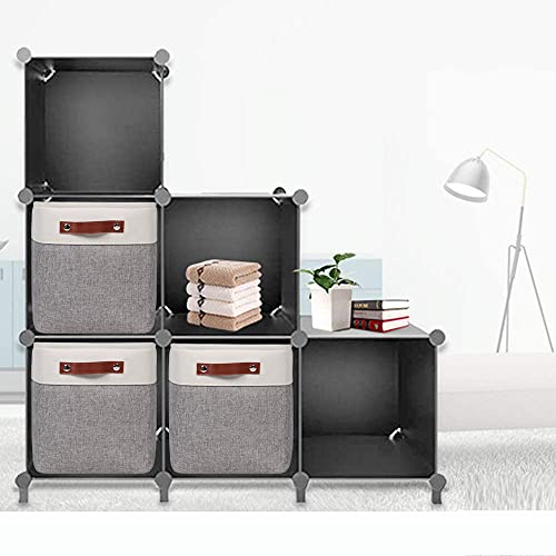 Kntiwiwo Fabric Storage Cubes 10.5”x10.5”x11” Cube Storage Bins for Closet Organizers and Storage Shelves Foldable Storage Bin with Handles, Set of 6, Grey