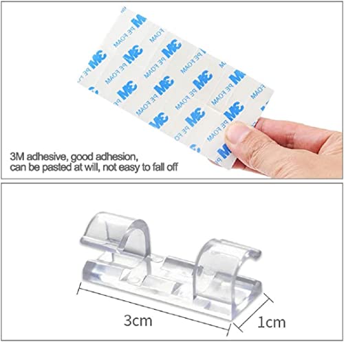 20pcs Adhesive Cable Clips Clear Wire Holders Cord Clips for Wall, Strong Cord Organizer Cable Management Under Desk, Car, Christmas Light Clips Indoor & Outdoor Stick