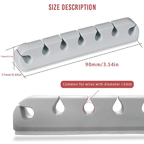 3 Pack Cable Holder Clips, Cable Management Cord Organizer USB Charging Clips Silicone Self Adhesive Wire Holders for Desktop USB Charging Cable Power Cord Mouse Cable Wire PC Office Home (Grey)