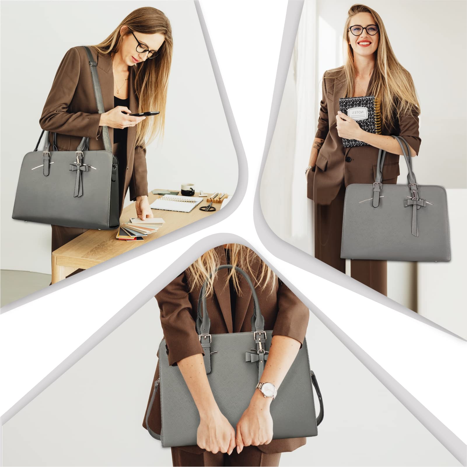 TOPDesign Laptop Bag for Women, Waterproof PU Leather Work Briefcase fits 15.6 Inch Computer, Large Tote Messenger Shoulder Bag, Stylish Business Purse Handbag Satchel (Yellow)