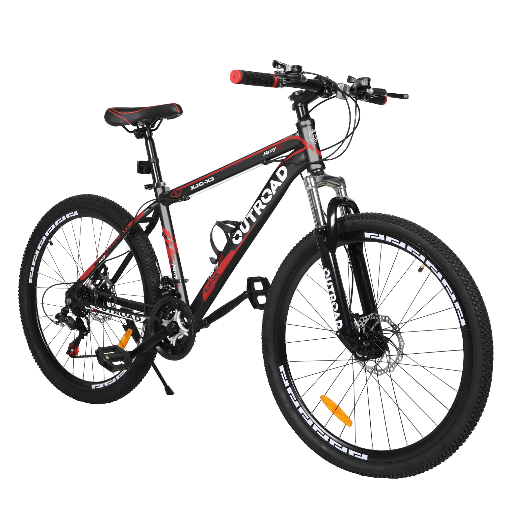 Max4out 26 inch Mountain Bike, Aluminum Frame, 21-Speed Dual Disc Brake Bike with Lock-Out Suspension Fork, Nomal Wheels Bicycles for Men and Women(Black)