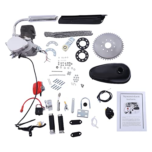 Futchoy 100cc 2-Stroke Bicycle Gasoline Engine Motor Kit Single Cylinder Air-Cooled Hydraulic Handle Motorized Bicycle Gas Engine Motor Kit for Bicycle Over 21 Inches Black