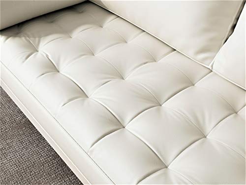 US Pride Furniture NS5454-L Caladeron Mid-Century Modern Loveseat in Faux Leather, PVC White