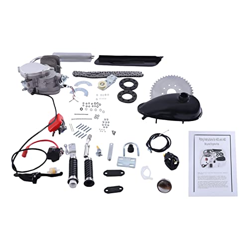 Futchoy 100cc 2-Stroke Bicycle Gasoline Engine Motor Kit Single Cylinder Air-Cooled Hydraulic Handle Motorized Bicycle Gas Engine Motor Kit for Bicycle Over 21 Inches Black