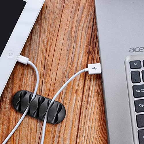 18 Pack Cable Clips Self Adhesive Cord Holders Ideal Cable Cords Management for Organizing Cable Wires Home, Office, Car, Desk Nightstand (18-Black)