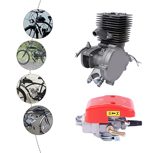 Futchoy 100cc 2-Stroke Bicycle Gasoline Engine Motor Kit Single Cylinder Air-Cooled Hydraulic Handle Motorized Bicycle Gas Engine Motor Kit for Bicycle Over 21 Inches Black