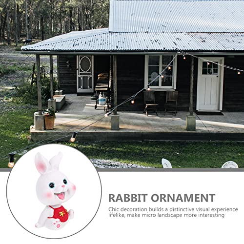Angoily Rabbit Figurine Shaking Head Toy Bunny Car Dashboard Decoration Bobblehead Fengshui Lucky Statue 2023 Chinese Zodiac Rabbit New Year Car Decor