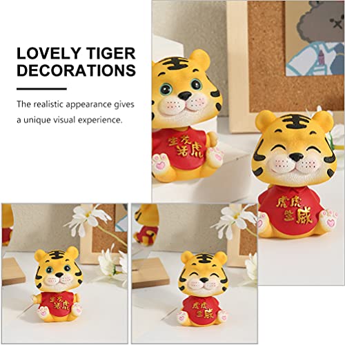 TOYANDONA Mini Toys 2pcs Bobblehead Tiger Figure Dancing Shaking Head Toys Animal Swinging Car Dashboard Decoration for Home Kitchen Office Decor Rearview Mirror Plants Decor