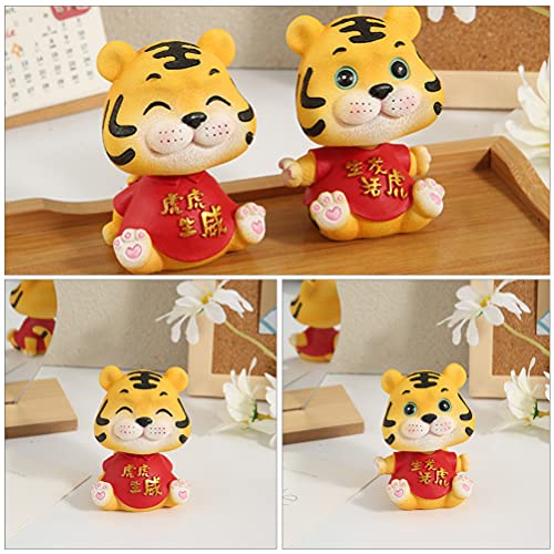 TOYANDONA Mini Toys 2pcs Bobblehead Tiger Figure Dancing Shaking Head Toys Animal Swinging Car Dashboard Decoration for Home Kitchen Office Decor Rearview Mirror Plants Decor