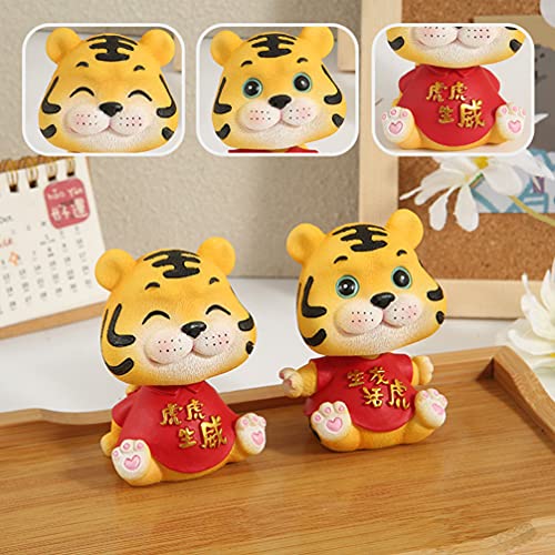 TOYANDONA Mini Toys 2pcs Bobblehead Tiger Figure Dancing Shaking Head Toys Animal Swinging Car Dashboard Decoration for Home Kitchen Office Decor Rearview Mirror Plants Decor