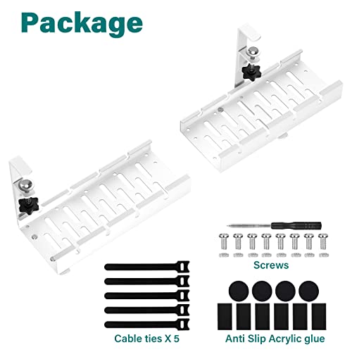 Under Desk Cable Management Tray,Retractable Cord Organizer for Desk,No Drill Cable Management for Glass Desk,Sturdy Metal Cable Management Under Desk with Clamp for Home Office