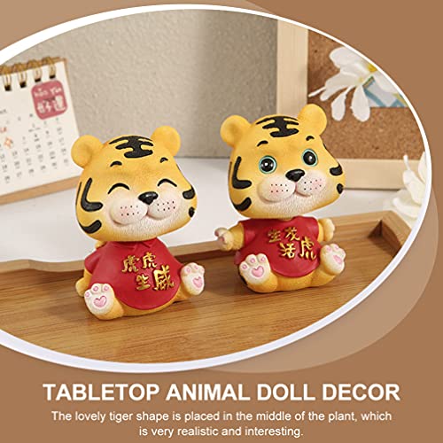TOYANDONA Mini Toys 2pcs Bobblehead Tiger Figure Dancing Shaking Head Toys Animal Swinging Car Dashboard Decoration for Home Kitchen Office Decor Rearview Mirror Plants Decor