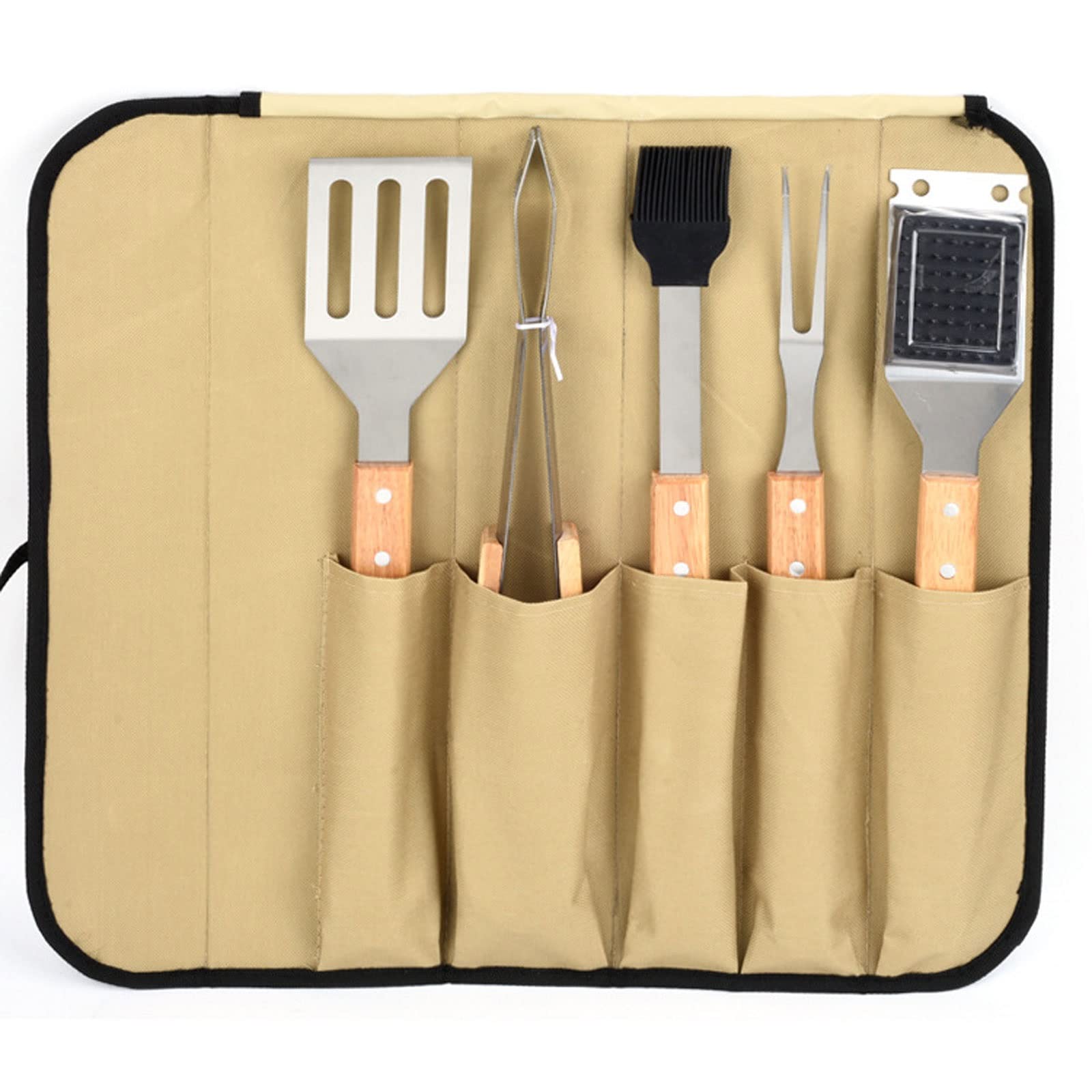 CYXI 5PCS BBQ Grill Tools Set,Grill Accessories,Portable Grilling Utensil Kit,Grilling and Camping Cooking Utensils Set for The Outdoors Travel, Picnics, RVs, Camping, BBQs, Parties