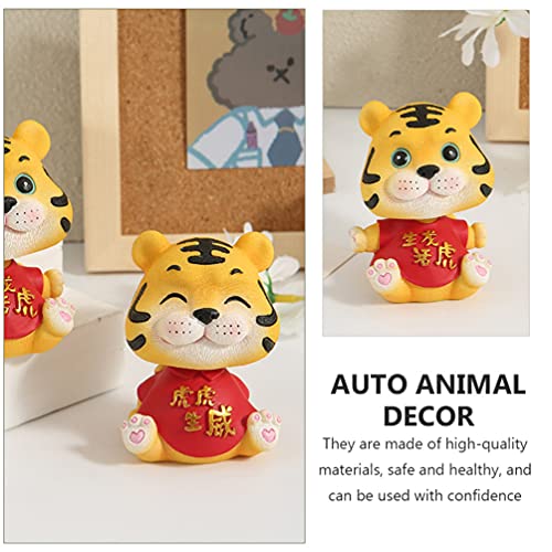 TOYANDONA Mini Toys 2pcs Bobblehead Tiger Figure Dancing Shaking Head Toys Animal Swinging Car Dashboard Decoration for Home Kitchen Office Decor Rearview Mirror Plants Decor