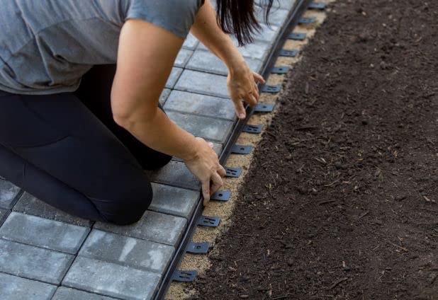 MASTER MARK Dig-Free Landscape Paver, Bricks, Stone Edging, No-Dig Patio Flex Border, Plastic 60 ft. Coil (Black), 1.75 in. Height