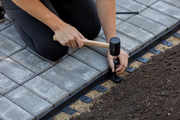 MASTER MARK Dig-Free Landscape Paver, Bricks, Stone Edging, No-Dig Patio Flex Border, Plastic 60 ft. Coil (Black), 1.75 in. Height