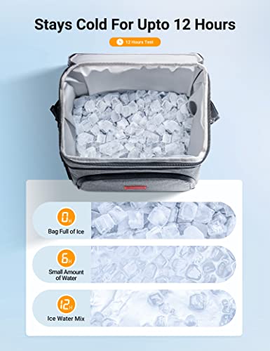 AstroAI Large Lunch Box for Men Women, 40 Can/24L Cooler Bags Insulated Tote Keep Cool and Warm for for Office School Picnic Beach Shopping (Grey)
