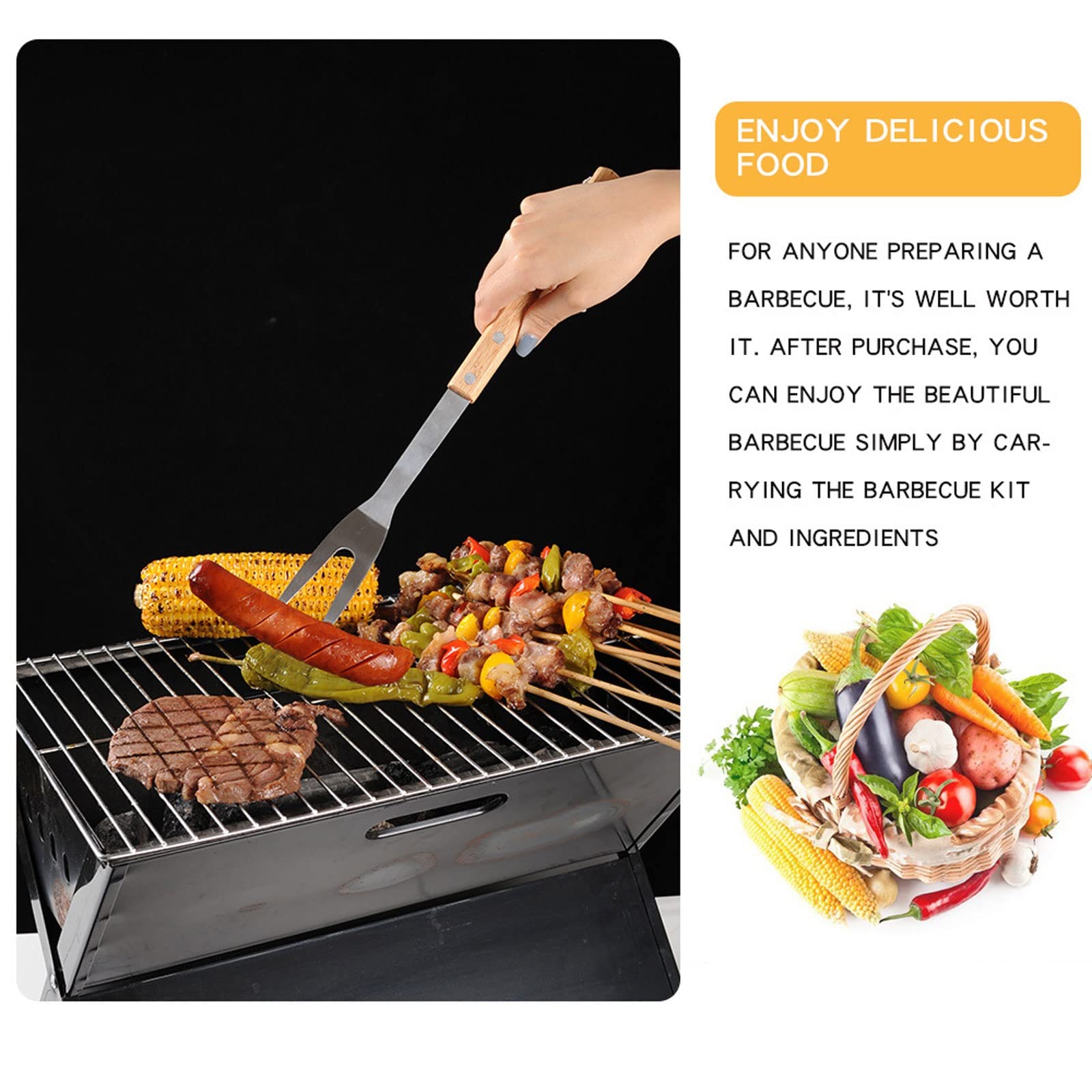 CYXI 6 PCS Complete Barbecue Tool Set with Storage Bag - BBQ Tools Set,Grill Accessories, Portable Grilling Utensil Kit, for Travel, Picnics, RVs, Camping, BBQs, Parties