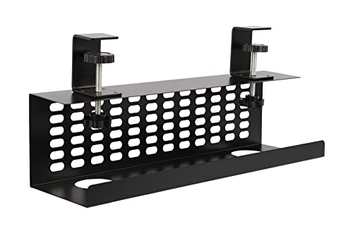 Under Desk Cable Management Tray, 16'' No Drill Cord Management Tray, Desk Accessory and Workspace Organizer for Cable Management