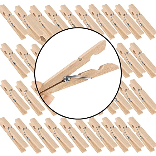 HOIGON 400 Pack 3 Inch Natural Wooden Clothes Pins, Sturdy Large Wooden Clothespins, Wood Clips with Spring, Wood Laundry Pins for Clothing, Craft, Hanging Photo, Clipping Snacks