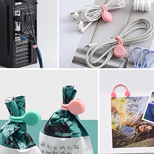 6pcs Silicone Magnetic Cable Ties 4.65" Twist Ties Enhanced Magnet Never Fall Off, Snap On Magnetic organizer Cord Holder for Bundling and Organizing, Holding Stuff, Book Markers, Fridge Magnets