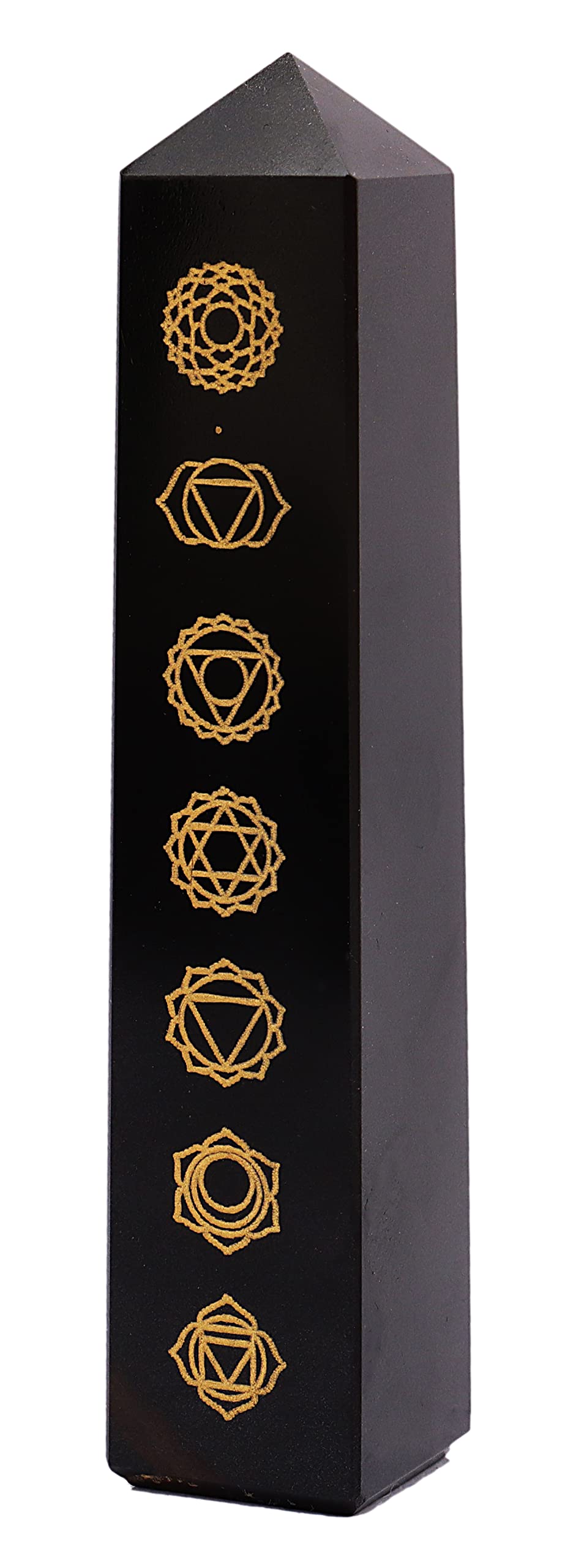 VRIJAN Crystals. Crystals And healing Stones. Healing Crystals. Chakra Gemstones. Black Obsidian Crystal Gift Chakra Symbols Engraved Wand in Big Size And Beautiful Gift Box.