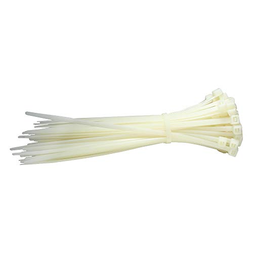 QualGear CT4-W-100-P Self-Locking Cable Ties, 8-Inch, White 100/Poly Bag