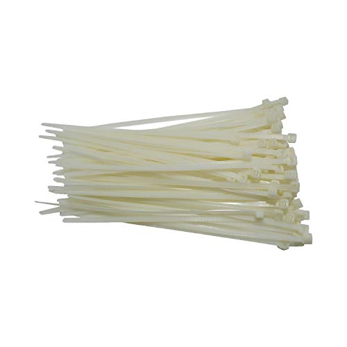 QualGear CT4-W-100-P Self-Locking Cable Ties, 8-Inch, White 100/Poly Bag
