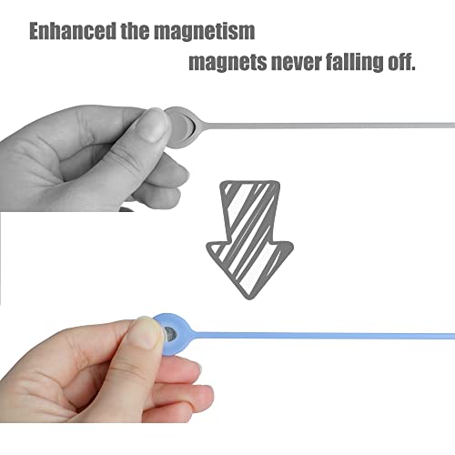 6pcs Silicone Magnetic Cable Ties 4.65" Twist Ties Enhanced Magnet Never Fall Off, Snap On Magnetic organizer Cord Holder for Bundling and Organizing, Holding Stuff, Book Markers, Fridge Magnets