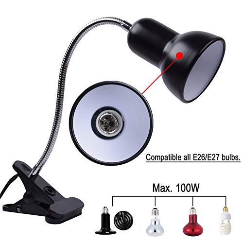 Cdipesp Reptile Heat Lamp UVA UVB Reptile Light Adjustable 50W Turtle Basking Spot Lamps for Aquatic Lizard Snake Chameleons Amphibians with 3 Bulbs