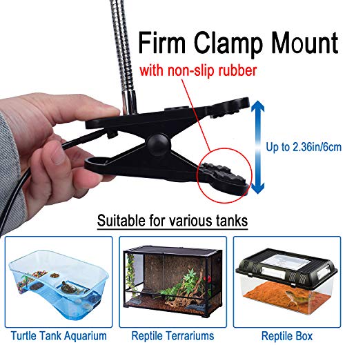 Cdipesp Reptile Heat Lamp UVA UVB Reptile Light Adjustable 50W Turtle Basking Spot Lamps for Aquatic Lizard Snake Chameleons Amphibians with 3 Bulbs