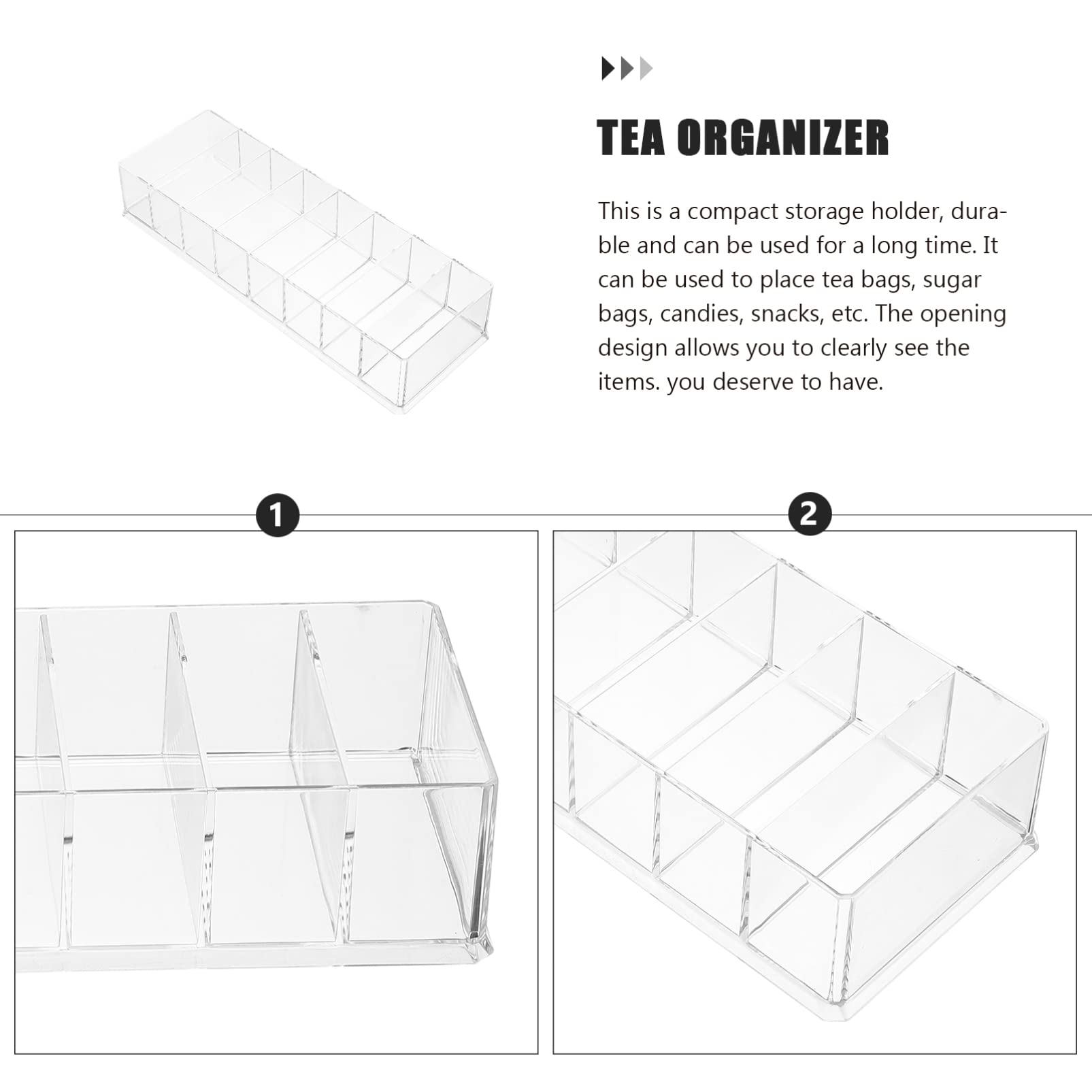 HEMOTON Tea Tea Bag Box Coffee Station Organizer Coffee Bar Box Tea Bag Organizer Holder Countertop Divided Storage Container for Beverage Sugar Sweeteners Tea Bags Organizer