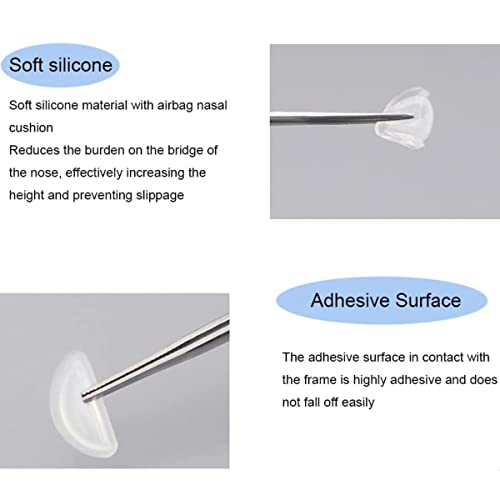 Festful Eyeglass Nose Pads,10 Pairs of Anti-Slip Soft Glasses Nose Pad,Silicone Nose Pads for Glasses (Clear/2mm)