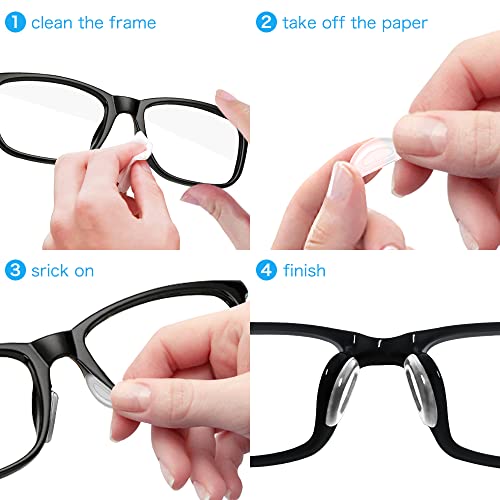 Festful Eyeglass Nose Pads,10 Pairs of Anti-Slip Soft Glasses Nose Pad,Silicone Nose Pads for Glasses (Clear/2mm)