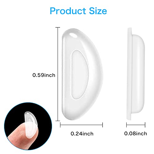 Festful Eyeglass Nose Pads,10 Pairs of Anti-Slip Soft Glasses Nose Pad,Silicone Nose Pads for Glasses (Clear/2mm)