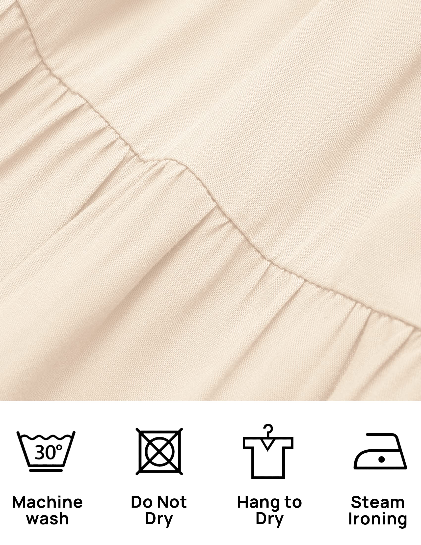 ZESICA Womens 2024 Summer Casual V Neck Flutter Sleeve Bohemian Ruffle Smocked A Line Swing Mini Dress,Beige,X-Large