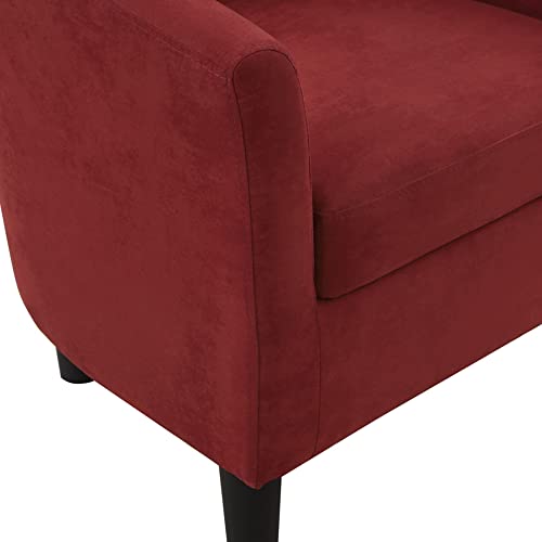 Convenience Concepts Take a Seat Churchill Accent Chair with Ottoman, Red Microfiber