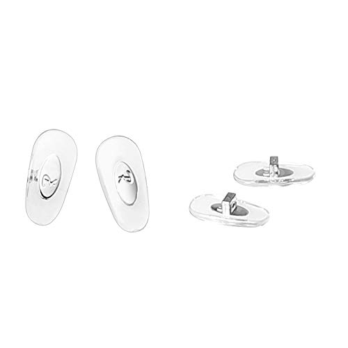 Oak& ban Replacement Push-in Nose Pads for RB6335 Glasses Repair Kits,Bonus Lens Cloth (Silver)