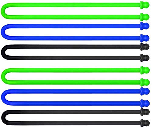 6Pcs 12-Inch Original Silicone Cable Tie, Steel-Core Silicone Twist Ties, Reusable Rubber Twist Tie, Cable Tie Straps. (3 Colors 12-Inch) for Organizing. (Dia 5mm)