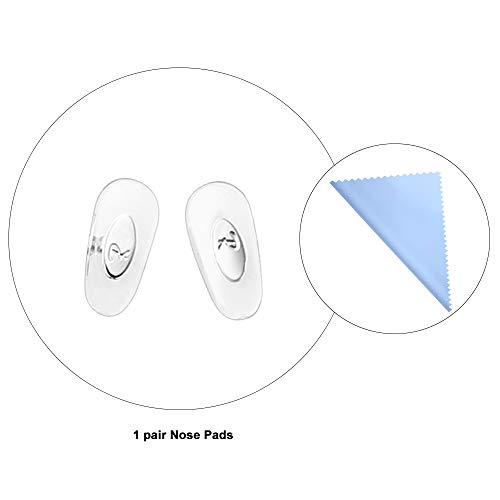 Oak& ban Replacement Push-in Nose Pads for RB6335 Glasses Repair Kits,Bonus Lens Cloth (Silver)