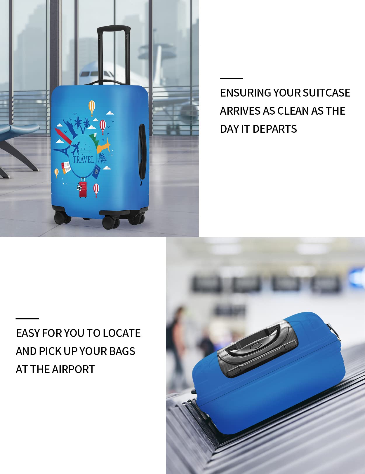 URBEST Luggage Cover Protector Suitcase Anti Scratch Dirt Covers, Fits 18"-22" Luggage City Travel