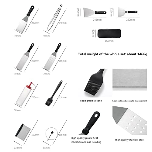 CYXI Grill Accessories, BBQ Tools Set, Grilling Tools Stainless Steel Grill Utensils,Portable Grilling Utensil Kit,for Travel, Picnics, RVs, Camping, BBQs, Parties (Size : 14pcs)