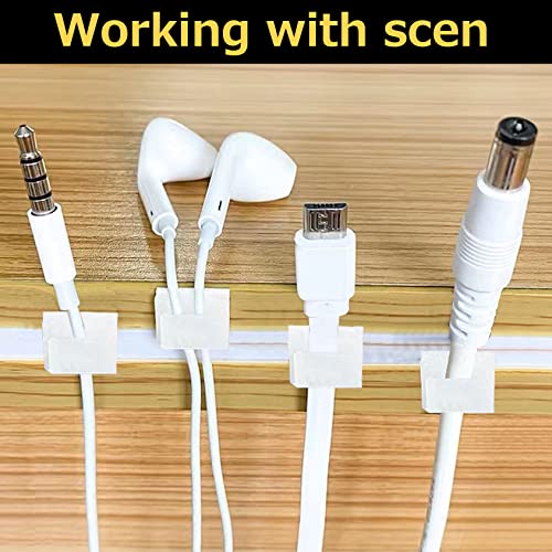 Kanemc 80 PCS 3/5β Cable Wire Clips, Upgraded Cord Management Strong Adhesive Cable Clamps for Under Desk, Outdoor Lights Strip, Wall, Desktop, Car, Dash Cam, TV PC Ethernet (White)