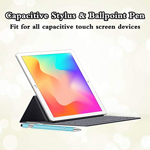 12 Pieces Ballpoint Pen with Stylus Tip, 1.0 mm Black Ink Metal Pen Stylus Pen for Touch Screens, 2 in 1 Stylus Ballpoint Pen (Mixed Color)