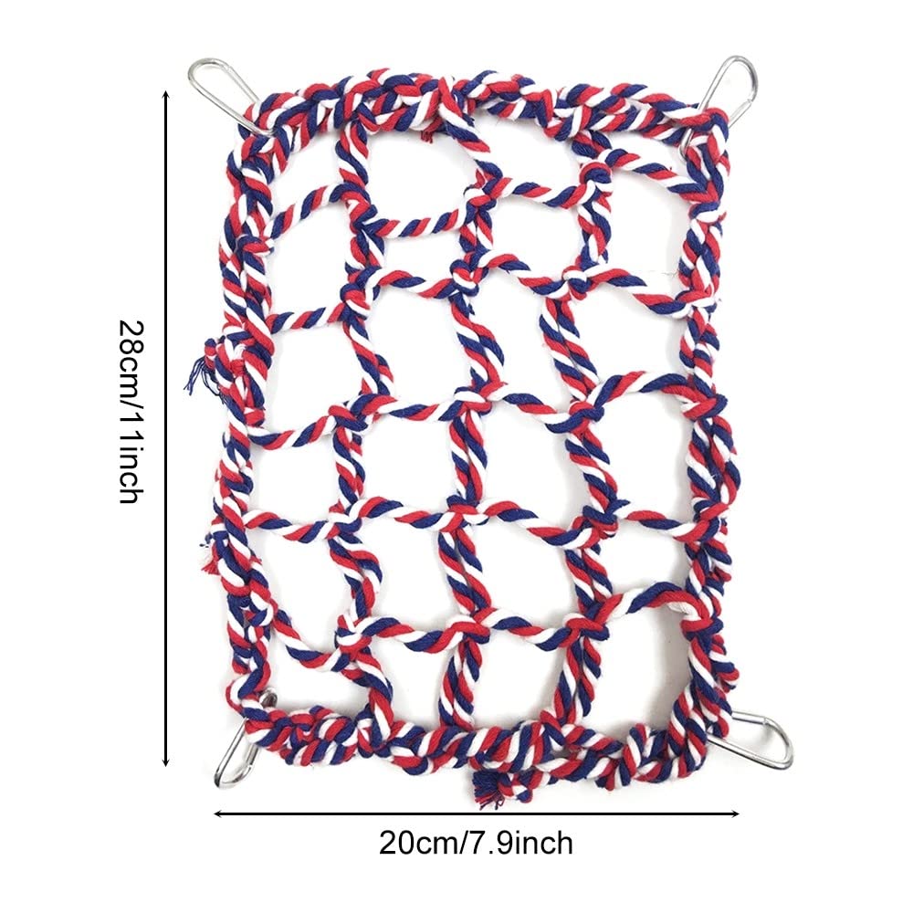 MiOYOOW Pet Climbing Rope Net, Rat Bird Climbing Rope Net Hamster Activity Toy with 4 Metal Hooks for Hamster Mouse Ferret Gerbil Chinchilla Play