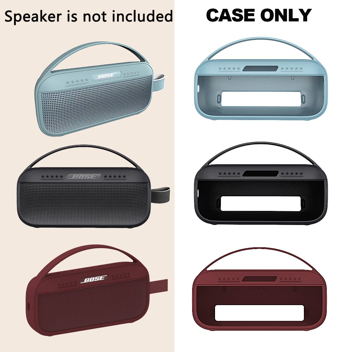 JCHPINE Silicone Cover Case for Bose SoundLink Flex Bluetooth Portable Speaker(1st Gen), Protective Skin Sleeve for Bose SoundLink Flex Speaker Accessories (Only Silicone Case) (Carmine Red)