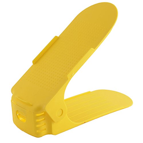 Qtqgoitem Plastic Household Space Saver Adjustable Heel Shoe Holder Organizer Rack Collector Stacker Storage Yellow (Model: 79c 506 228 25f 71f)