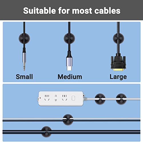 ENPOINT 30 Pack Cable Clips, Adhesive Cable Management,1 Slot Cable Holder Clips Wire Clips Black Cable Organizer for Power Cord, Phone Charger, PC, Car, Office, Home, Nightstand, Charging Accessory